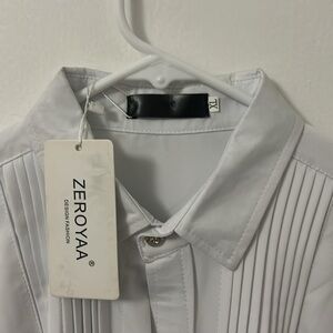 Zeroyaa | Shirts | New Zeroya White Button Up Tuxedo Shirt | Poshmark